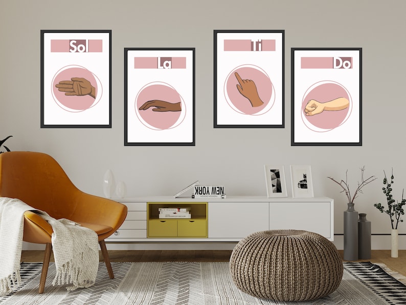 Solfege Hand Signs Poster Set of 8, Music Class Poster, Elementary ...