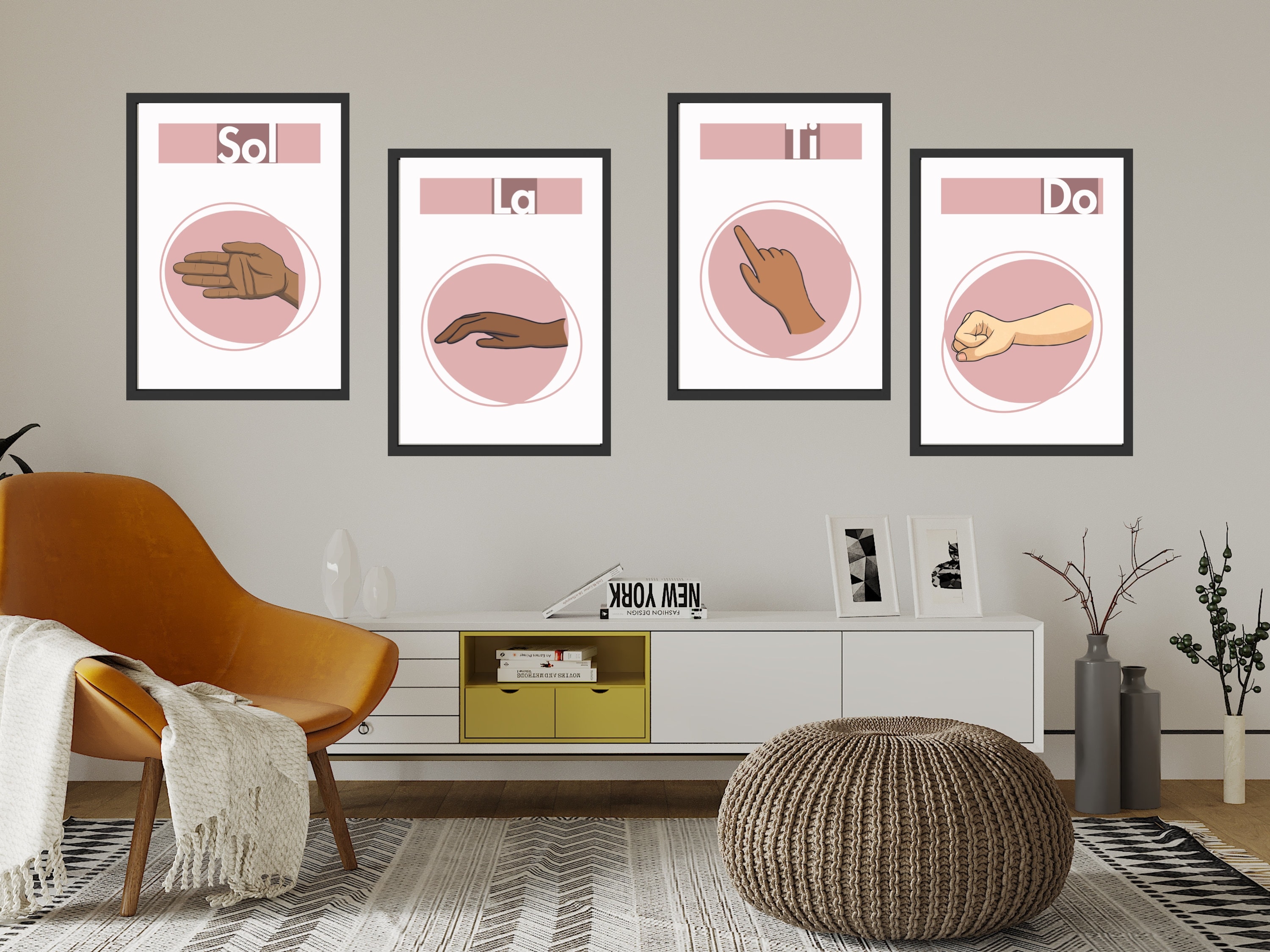 Solfege Hand Signs Poster Set of 8, Music Class Poster, Elementary ...