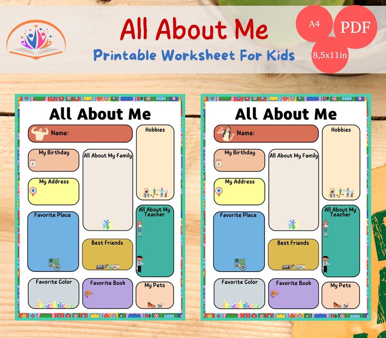 All About Me Worksheet for Kids Printable Back to School Activity ...