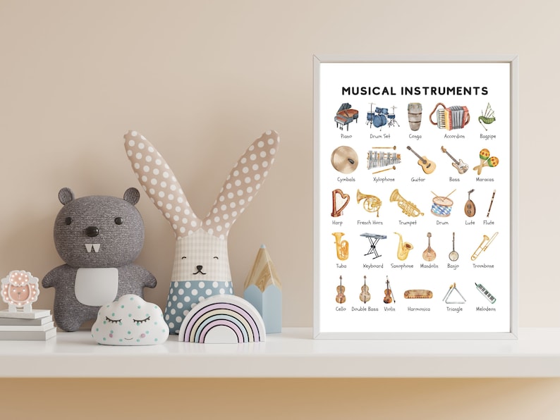 Musical Instruments Poster Printable Wall Art Digital, Preschool Music ...