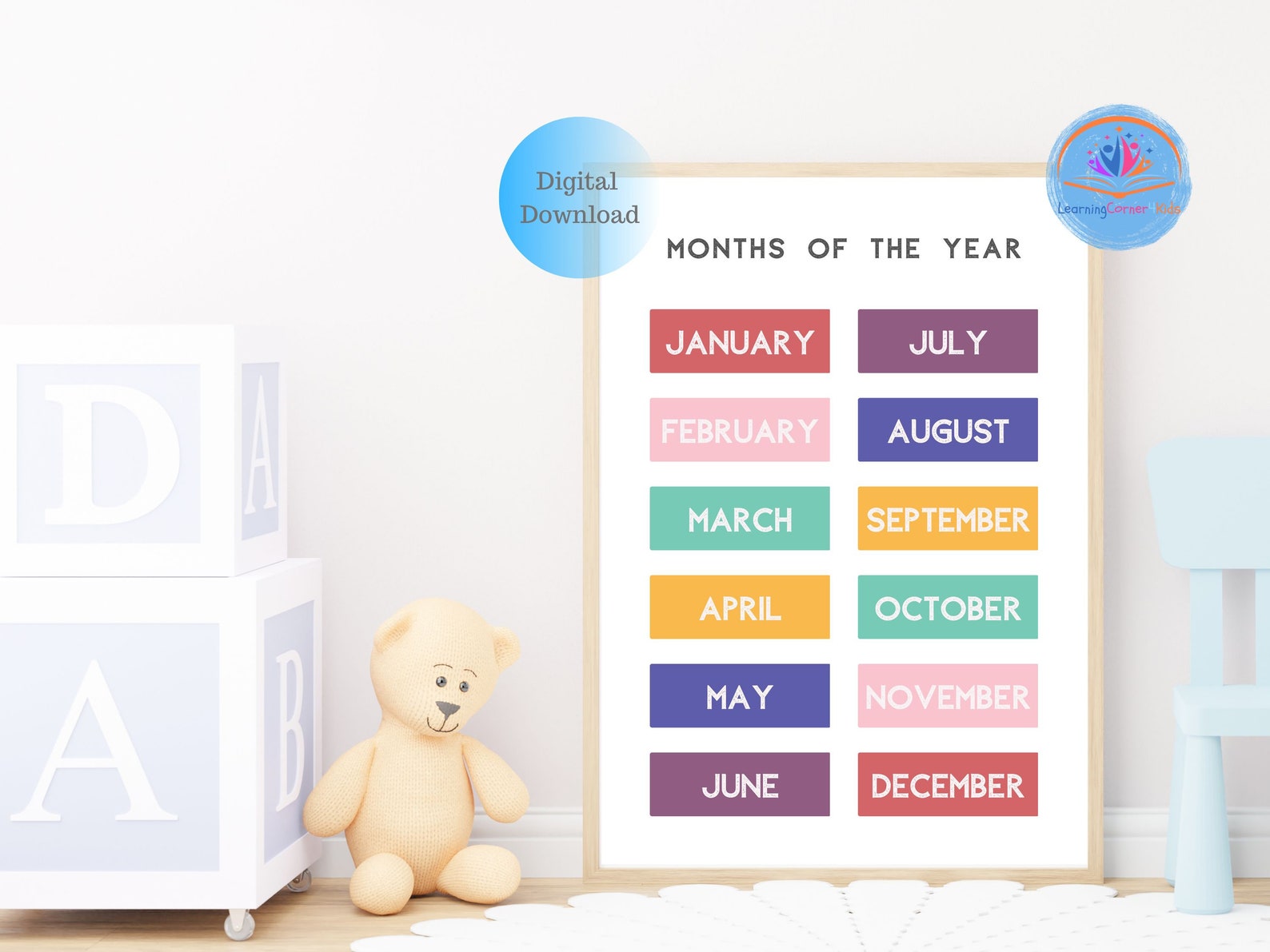 Months of the Year Pastel Poster Montessori Classroom Decor Months ...