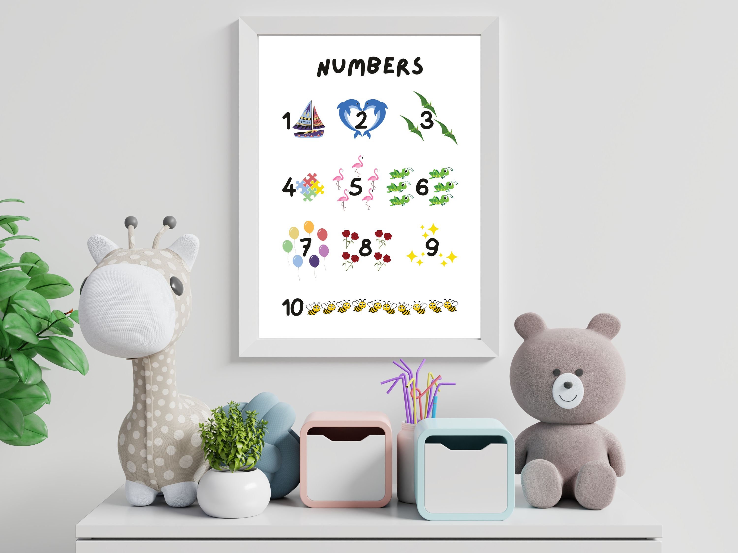 Number 1 to 10 With Pictures Poster Count to 10 Poster Educational ...