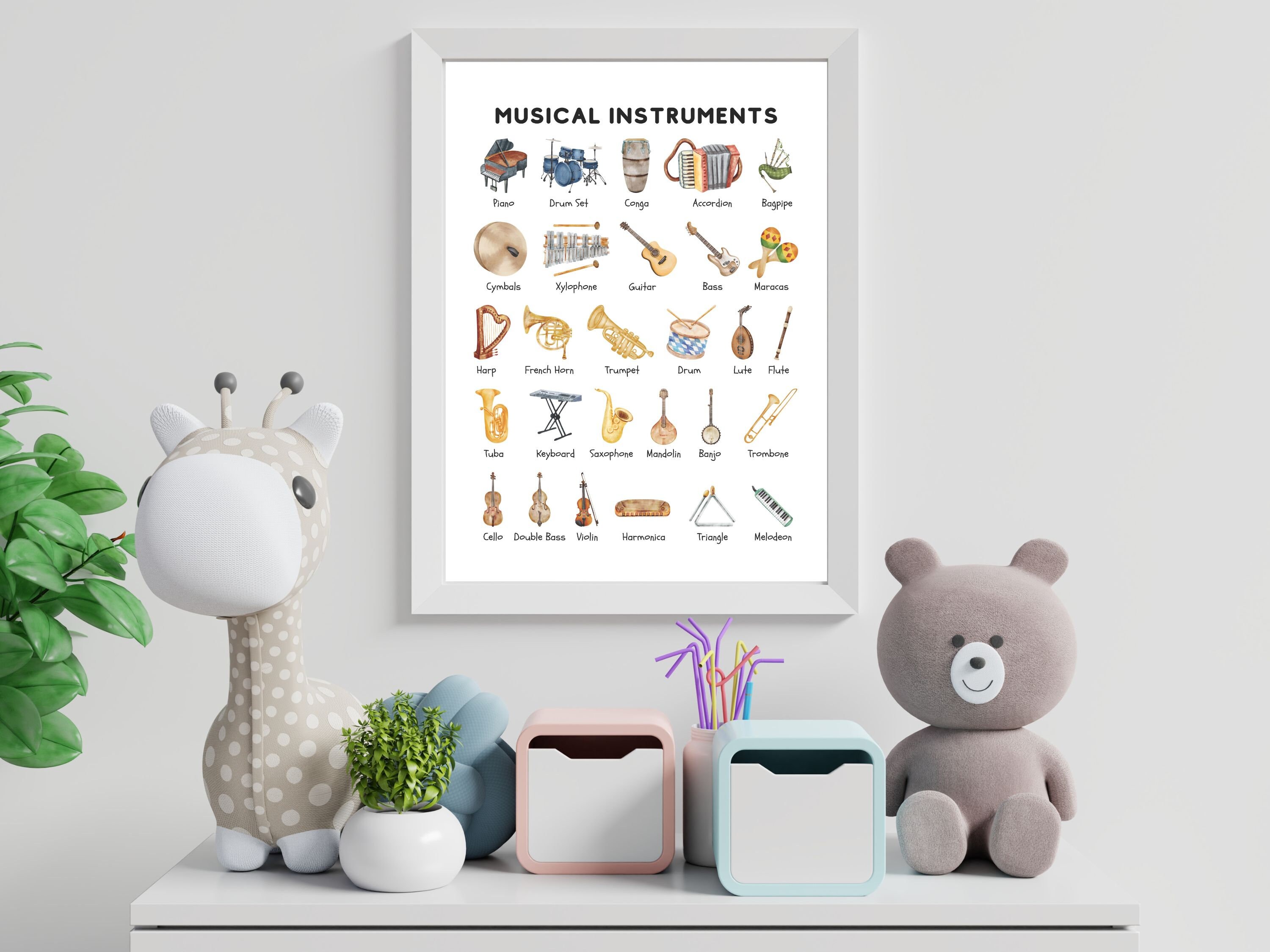 Musical Instruments Poster Printable Wall Art Digital, Preschool Music ...
