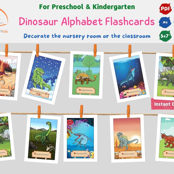 Dinosaur Flash Cards - Etsy