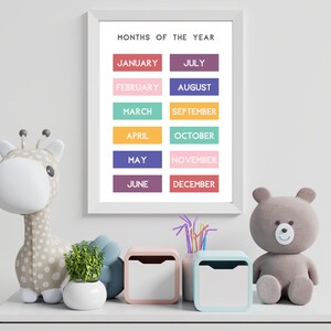 Months of the Year Pastel Poster Montessori Classroom Decor Months ...