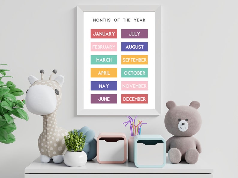 Months of the Year Pastel Poster Montessori Classroom Decor Months ...