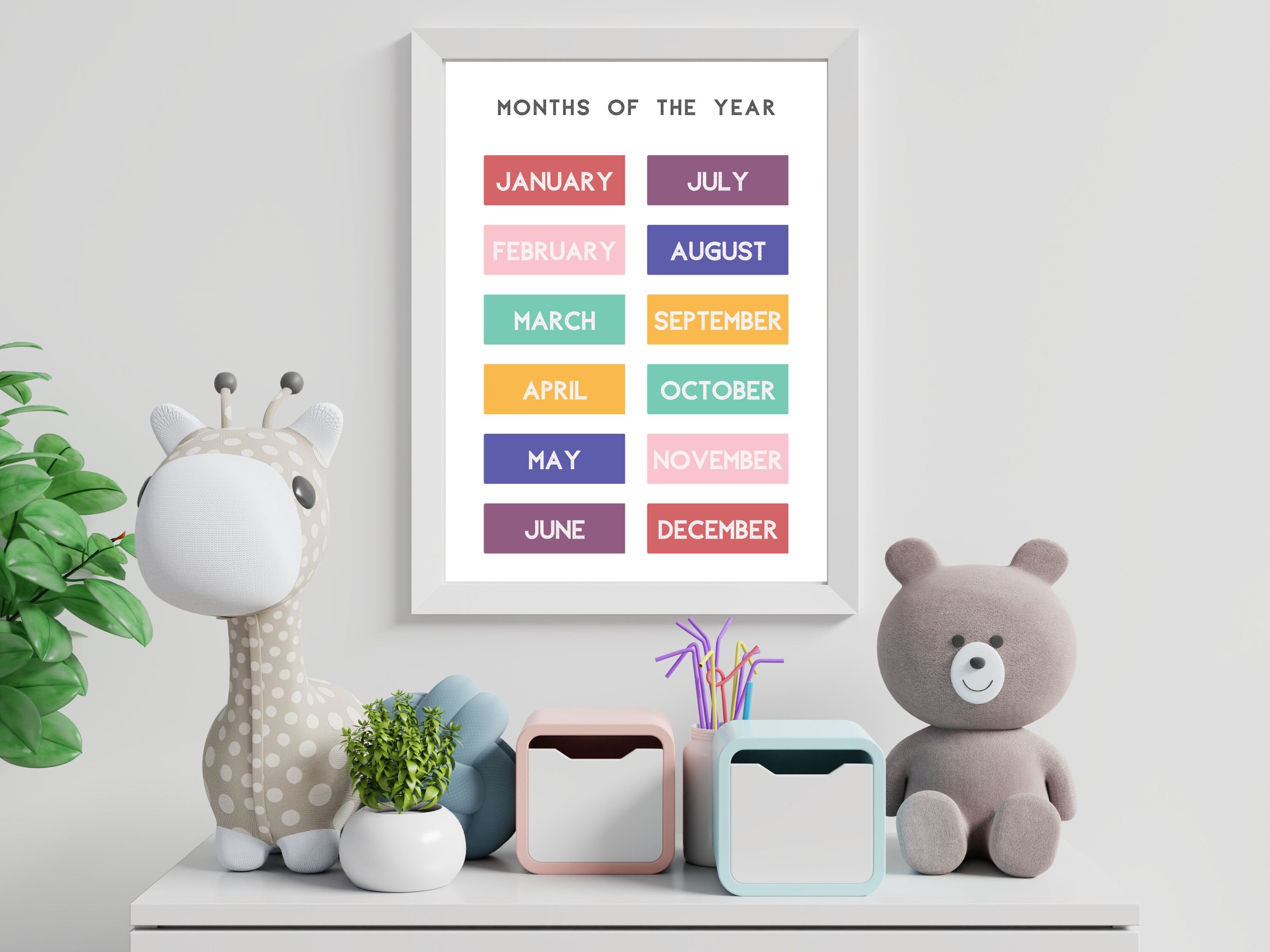 Months of the Year Pastel Poster Montessori Classroom Decor Months ...