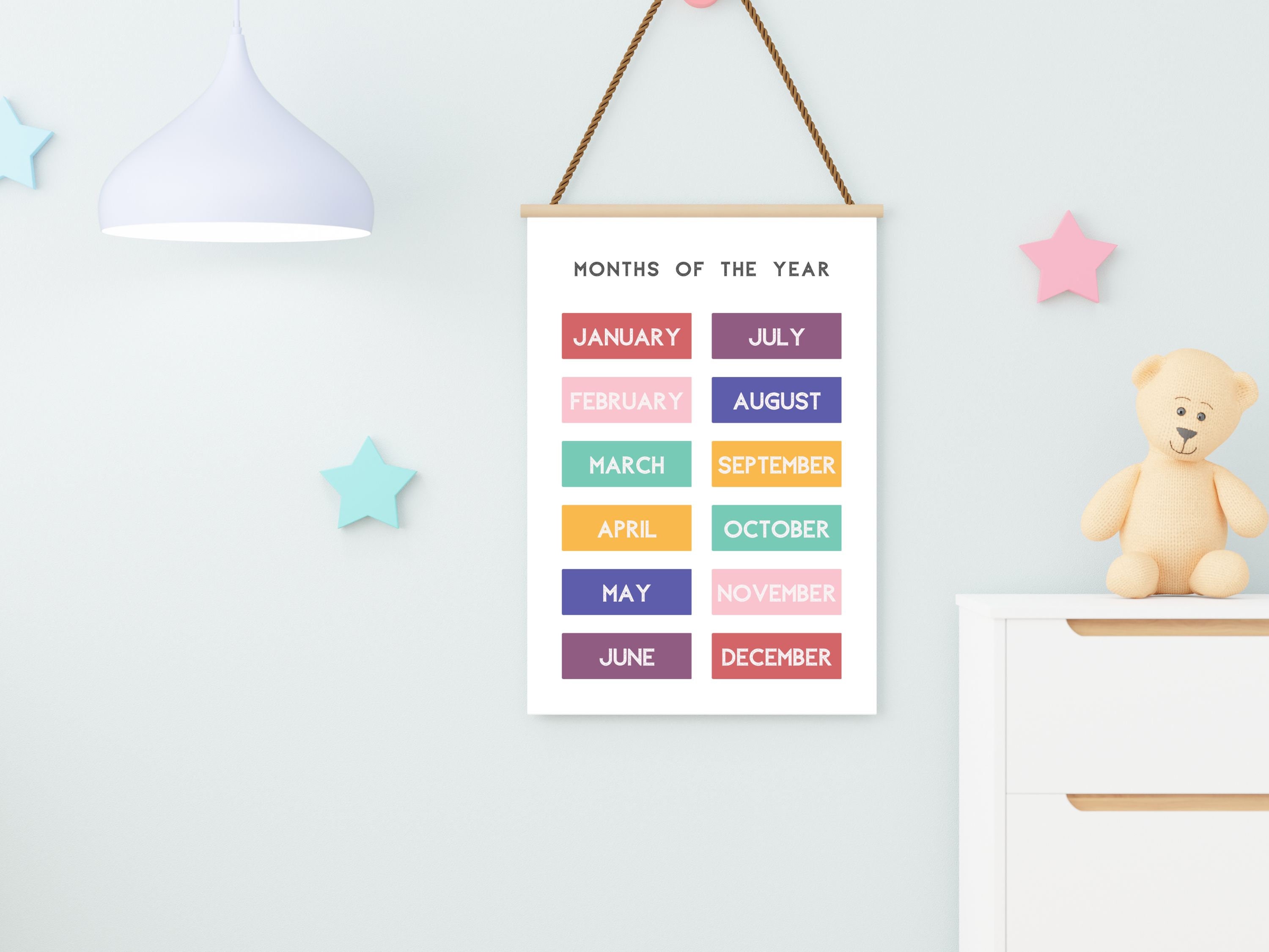 Months of the Year Pastel Poster Montessori Classroom Decor Months ...
