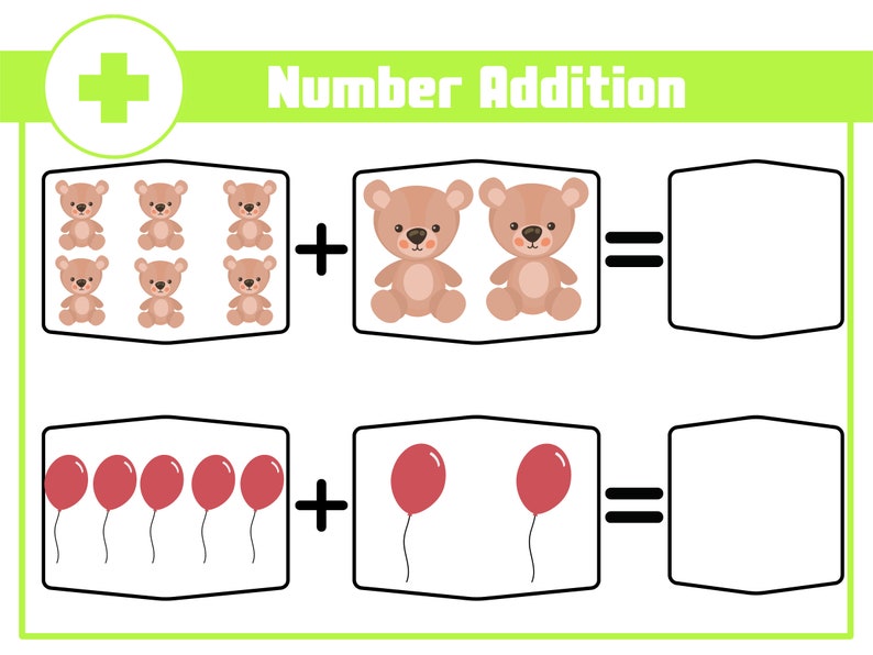 Addition Worksheets Numbers 1-10 for Preschool Kindergarten - Etsy ...