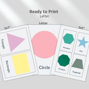 12 Pastel Shapes Flash Cards, Preschool Materials, Montessori Materials ...