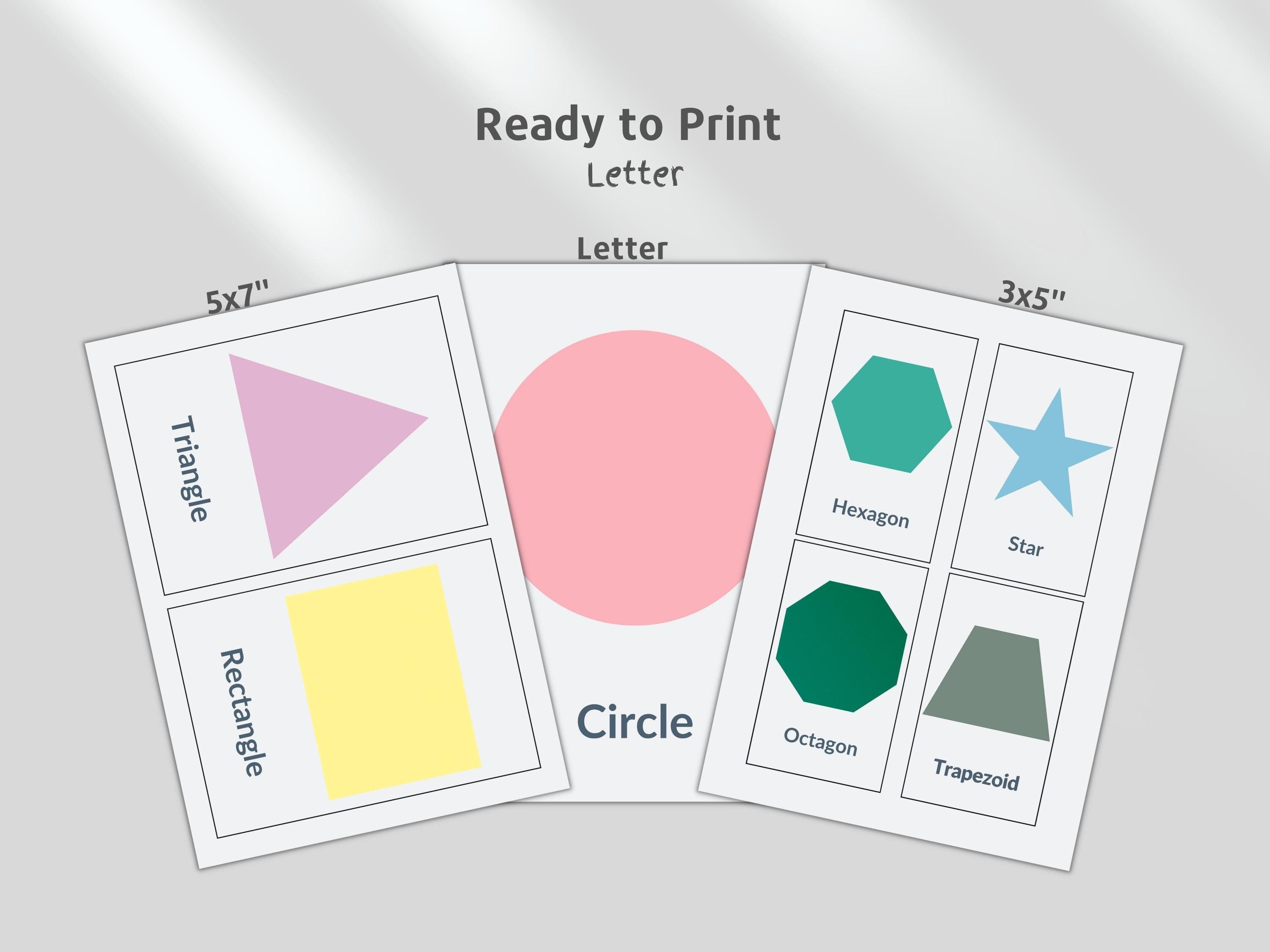 12 Pastel Shapes Flash Cards, Preschool Materials, Montessori Materials ...