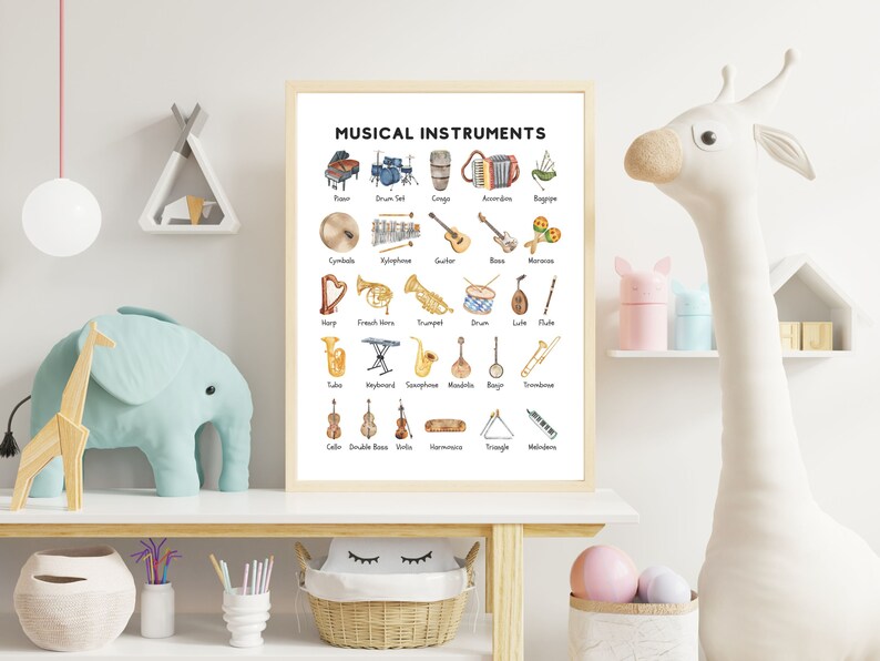 Musical Instruments Poster Printable Wall Art Digital, Preschool Music ...