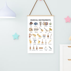 Musical Instruments Poster Printable Wall Art Digital, Preschool Music ...