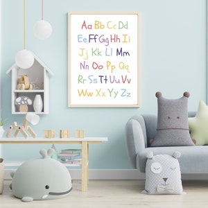 Rainbow Alphabet Poster ABC Print Printable Educational Wall Art Kid ...