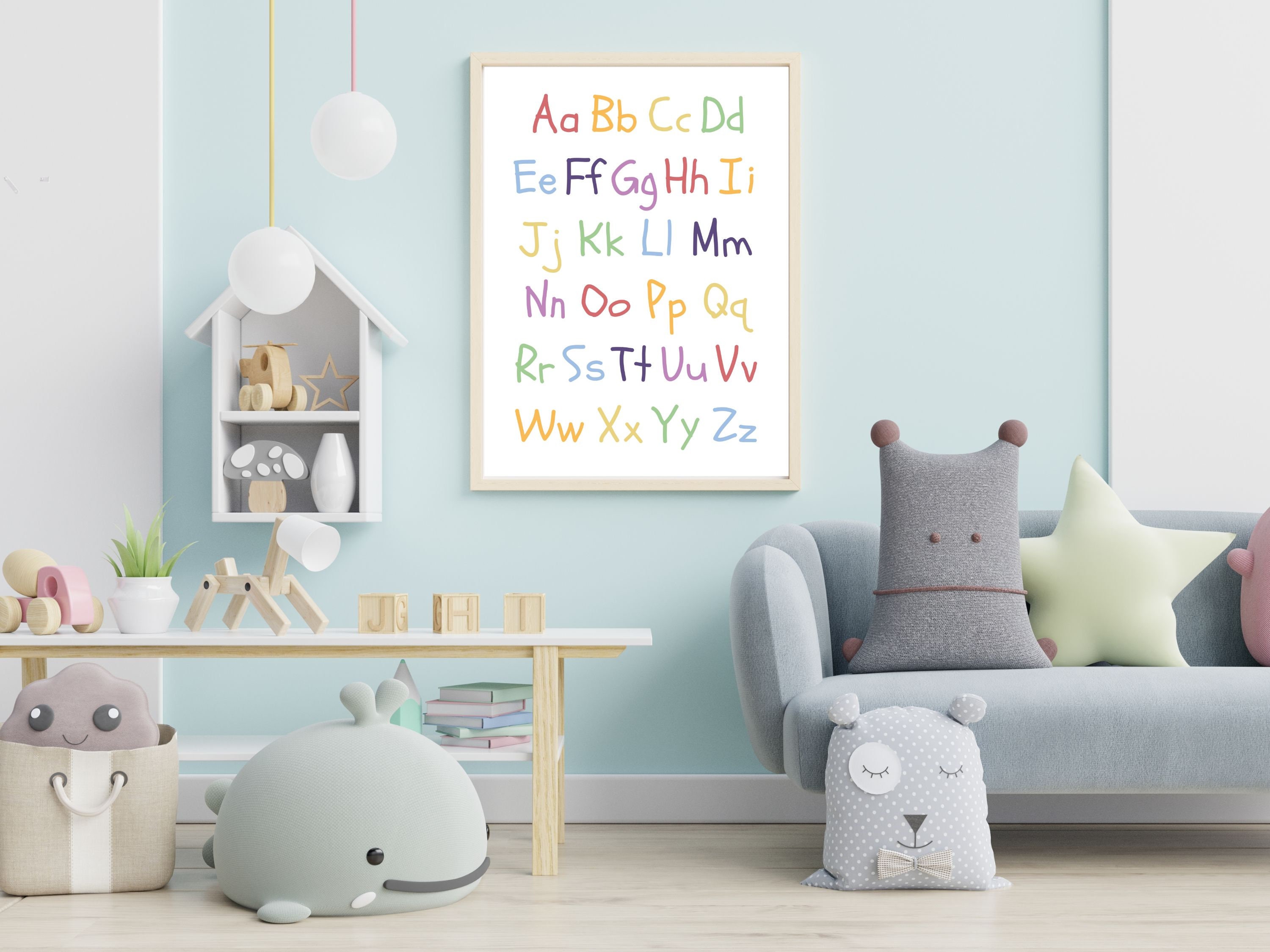 Rainbow Alphabet Poster ABC Print Printable Educational Wall Art Kid ...