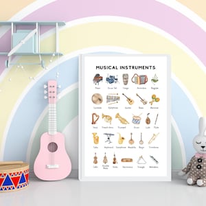 Musical Instruments Poster Printable Wall Art Digital, Preschool Music ...