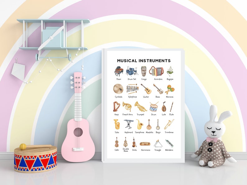 Musical Instruments Poster Printable Wall Art Digital, Preschool Music ...