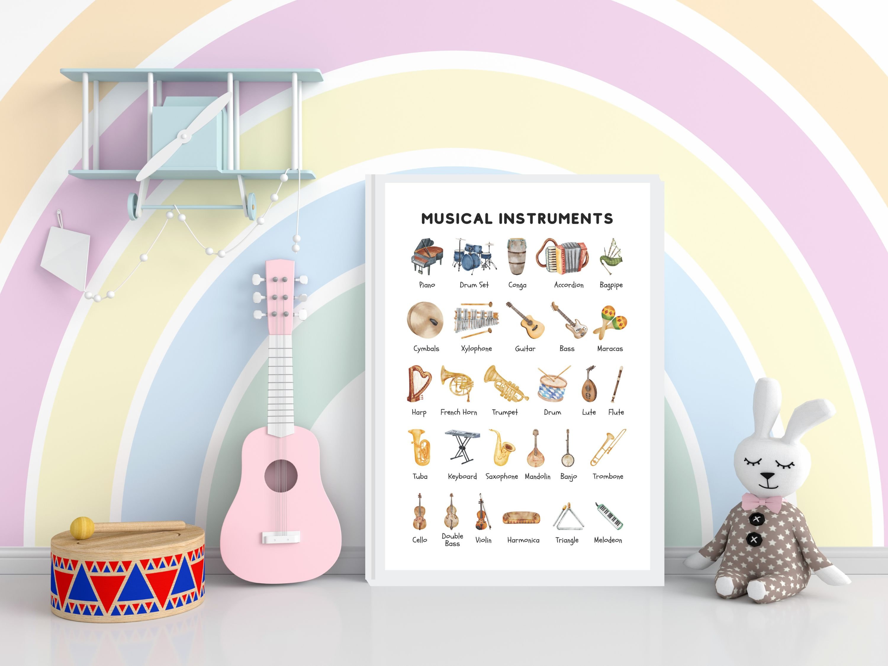 Musical Instruments Poster Printable Wall Art Digital, Preschool Music ...