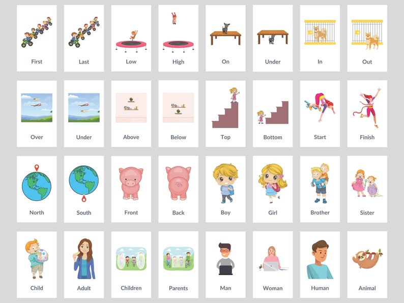 150 Montessori Opposites Flashcards for Preschool and Homeschool ...
