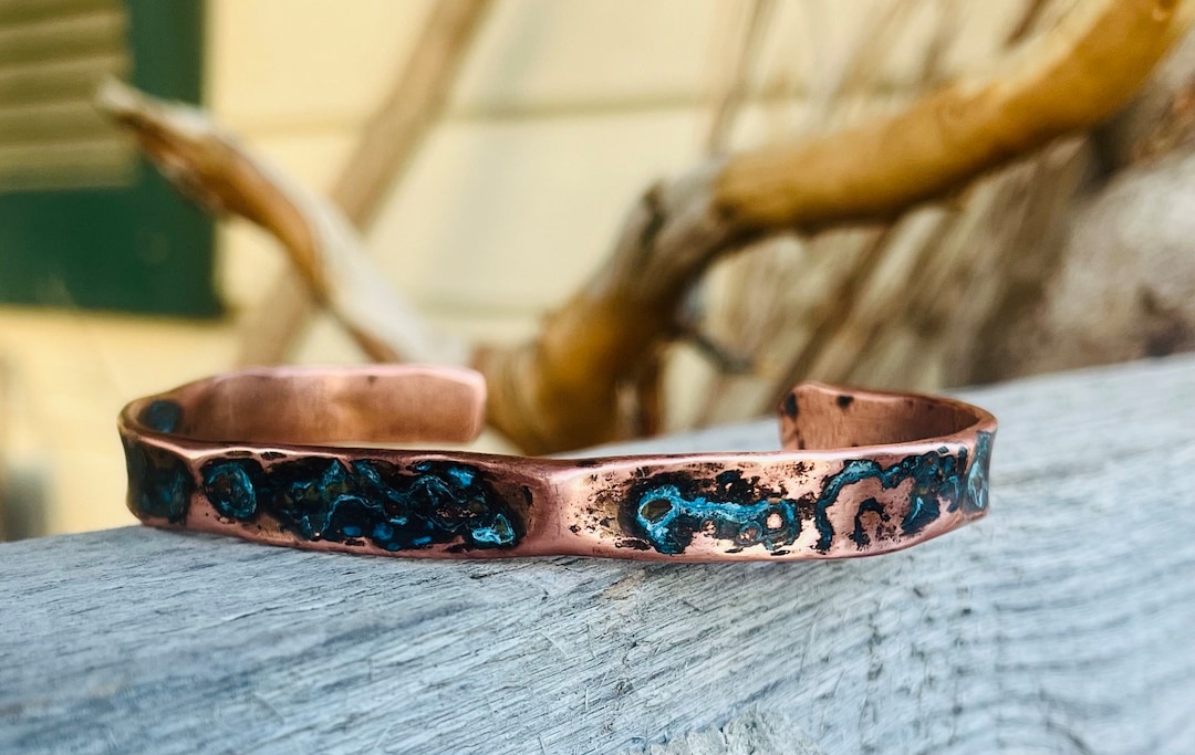 Unique Rustic Hammered Copper Bracelet - Etsy