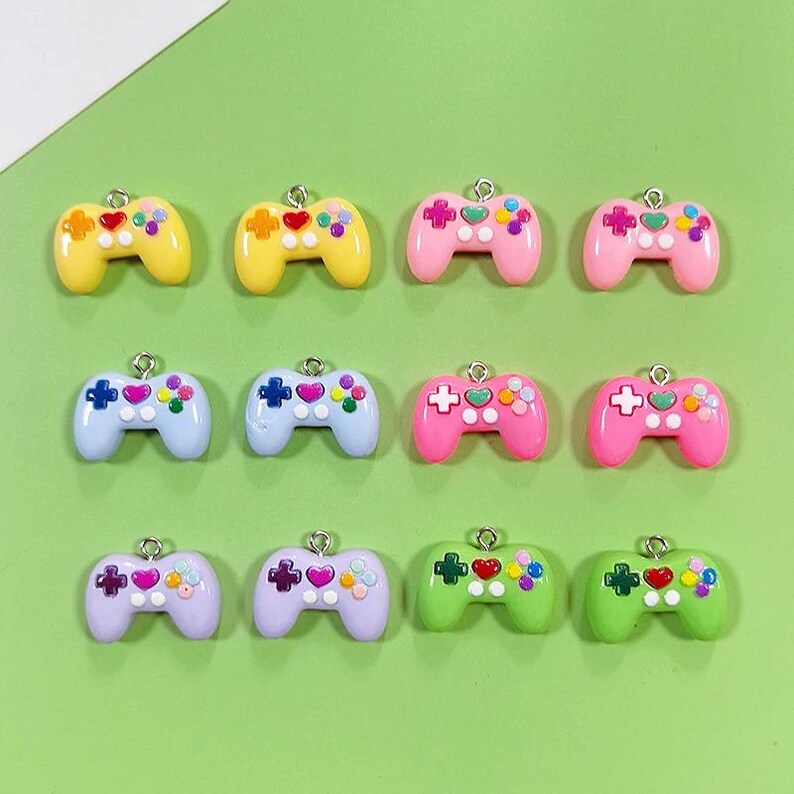 10 Psc of Colorful Game Controller Charms – Kawaii Gamer Pendants for ...