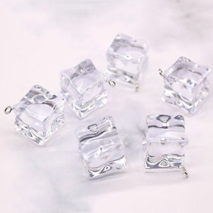 10 Pieces of Ice Cube Transparent Square Resin Charms for Jewelry ...