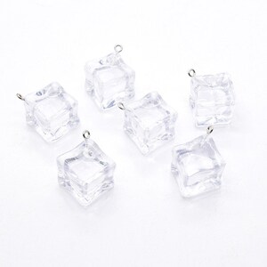 10 Pieces of Ice Cube Transparent Square Resin Charms for Jewelry ...