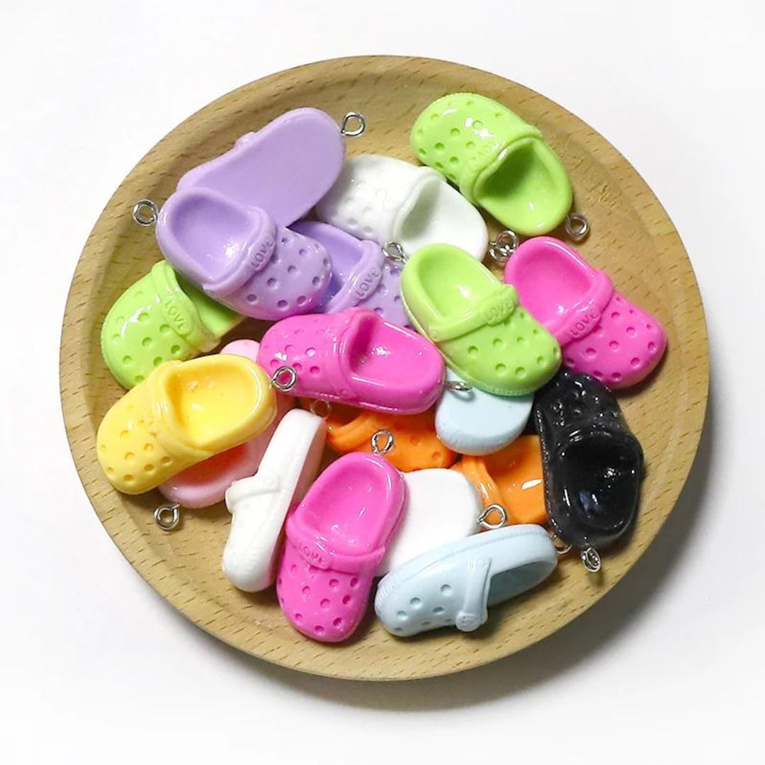 10 Pcs Random Colors Mini Clog Shoe Charms, Cute Croc Shoe Charm for ...