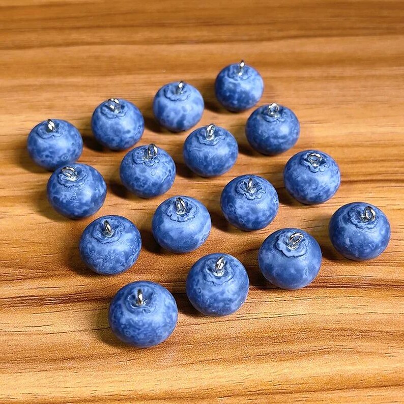 10 Pcs of Realistic Blueberry Charms for Jewelry Making, Mini Fruit ...