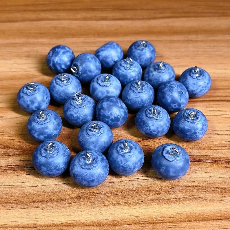 10 Pcs of Realistic Blueberry Charms for Jewelry Making, Mini Fruit ...