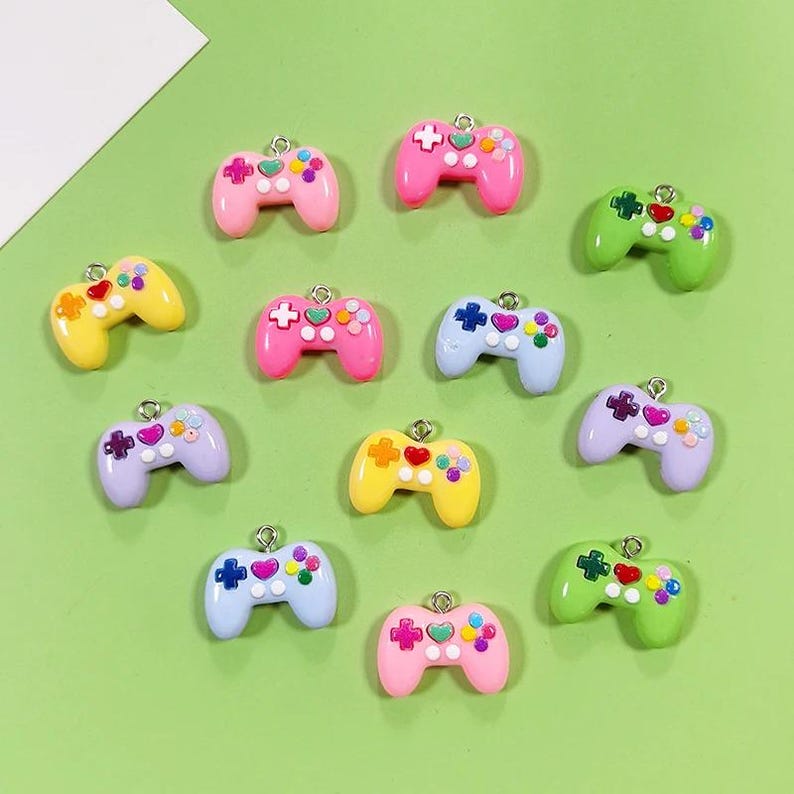 10 Psc of Colorful Game Controller Charms – Kawaii Gamer Pendants for ...