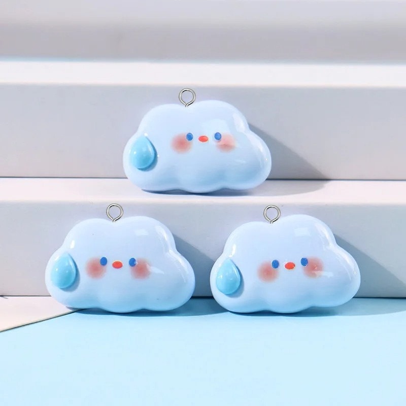 10 Pieces of Kawaii Sad Rain Cloud Rainbow Resin Charms for - Etsy