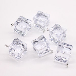 10 Pieces of Ice Cube Transparent Square Resin Charms for Jewelry ...