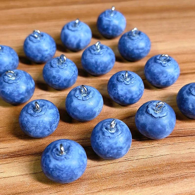 10 Pcs of Realistic Blueberry Charms for Jewelry Making, Mini Fruit ...