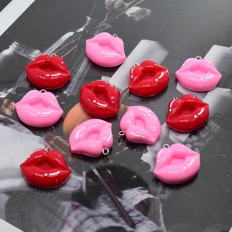 Pink Lips Charms - Etsy UK