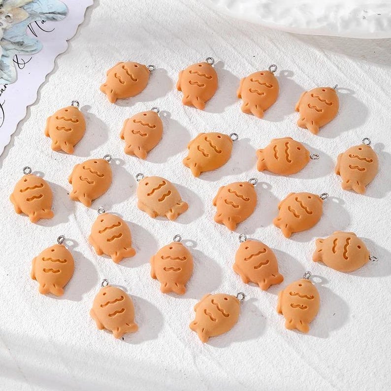 10 Pcs Taiyaki Fish Charms, Soft Matte Bread Pendant, Kawaii Japanese ...