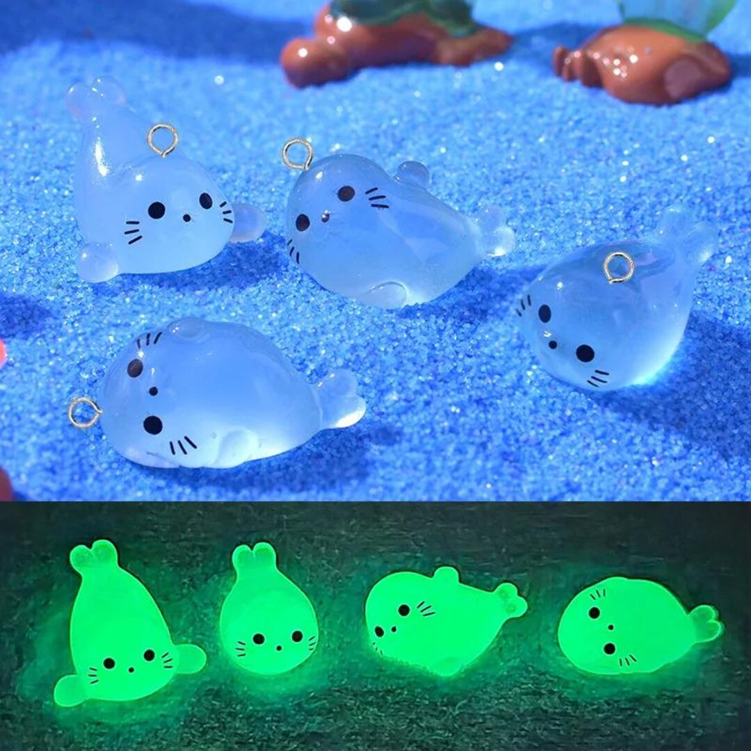 10 Pcs of Glow in the Dark Seal Charms, Luminous Kawaii Animal Pendants ...