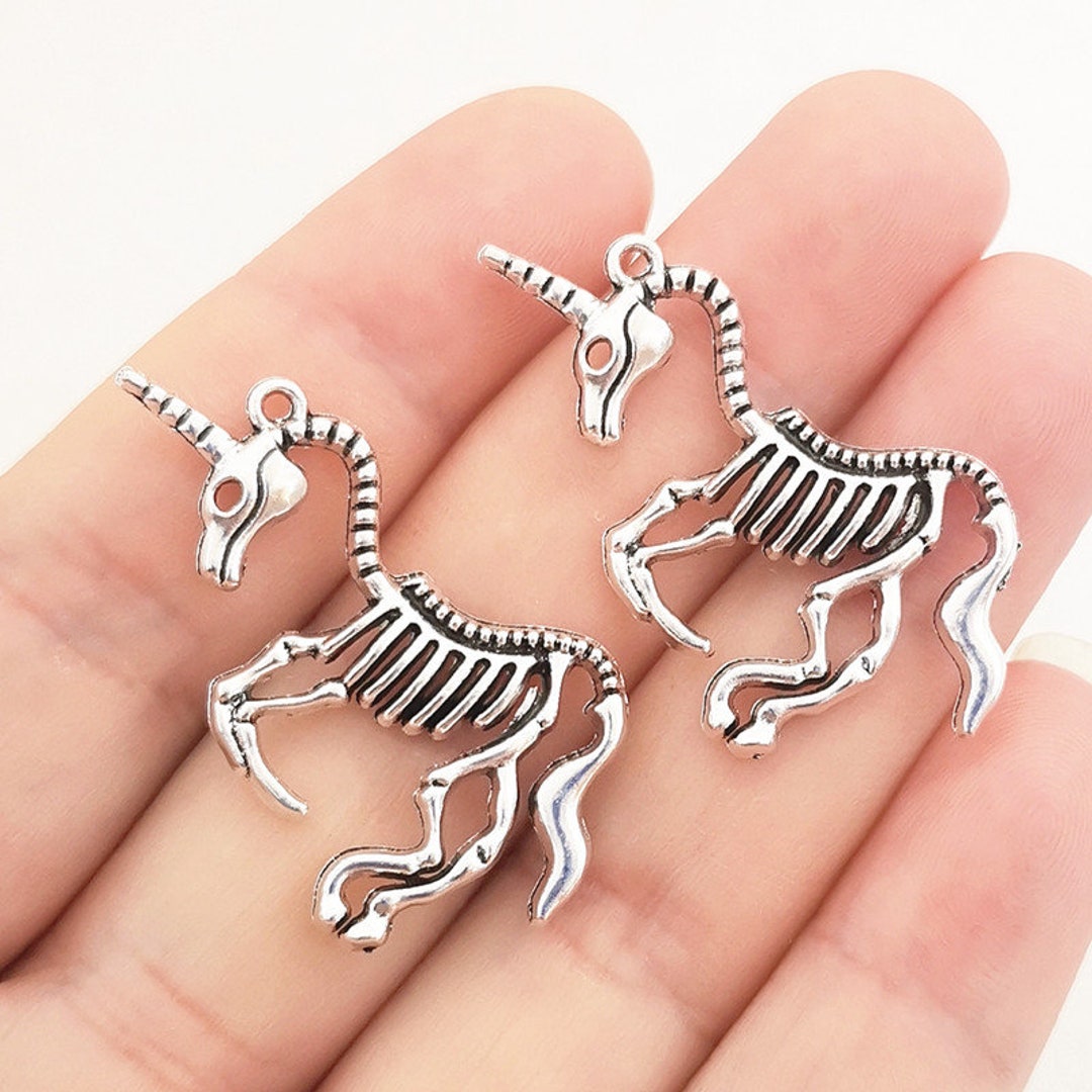 10 Pieces of Skeleton Horse Silver Animal Goth Alloy Pendant Charms for ...