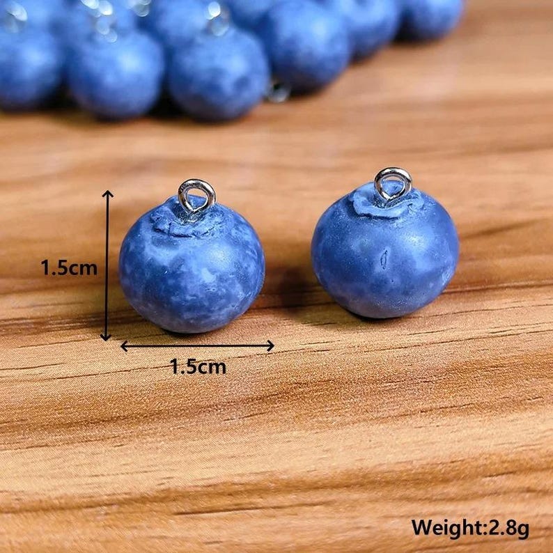 10 Pcs of Realistic Blueberry Charms for Jewelry Making, Mini Fruit ...