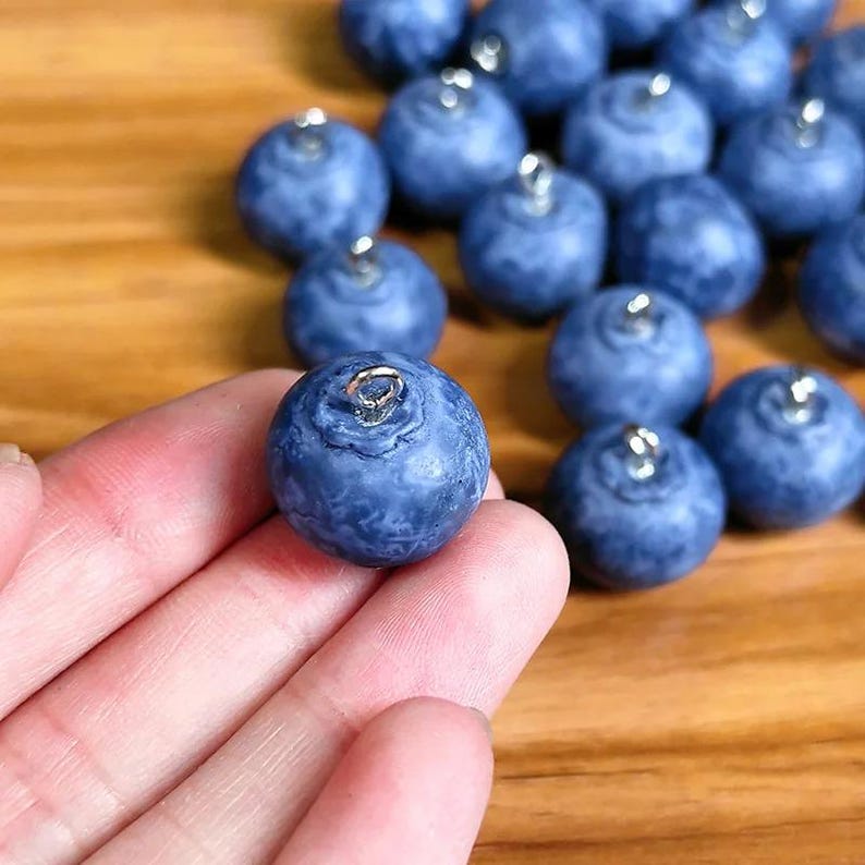 10 Pcs of Realistic Blueberry Charms for Jewelry Making, Mini Fruit ...