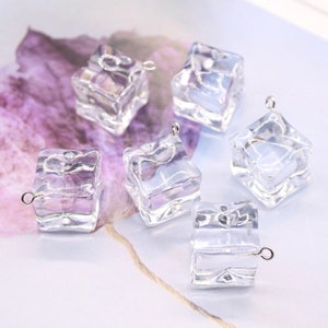 10 Pieces of Ice Cube Transparent Square Resin Charms for Jewelry ...