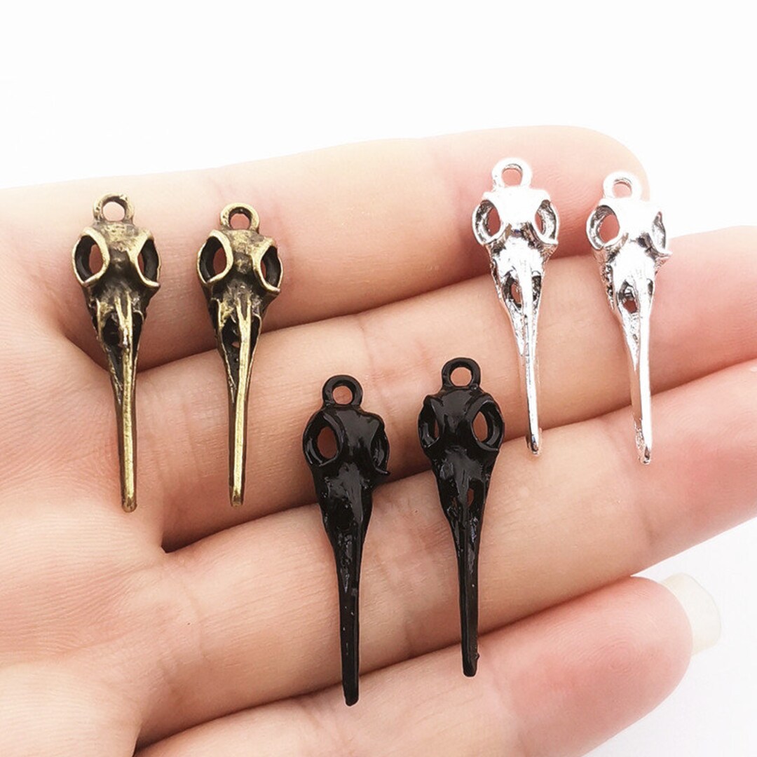 10 Pieces of Raven Bird Skull Goth Alloy Pendant Charms for Jewelry ...
