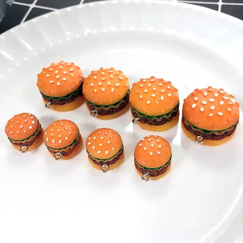 10 Pieces of 3d Hamburger Fast Food Resin Charms for Jewelry Making - Etsy