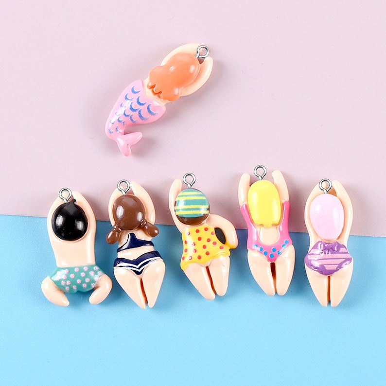 10 Pieces of Swimming People Resin Charms for Jewelry Making - Etsy