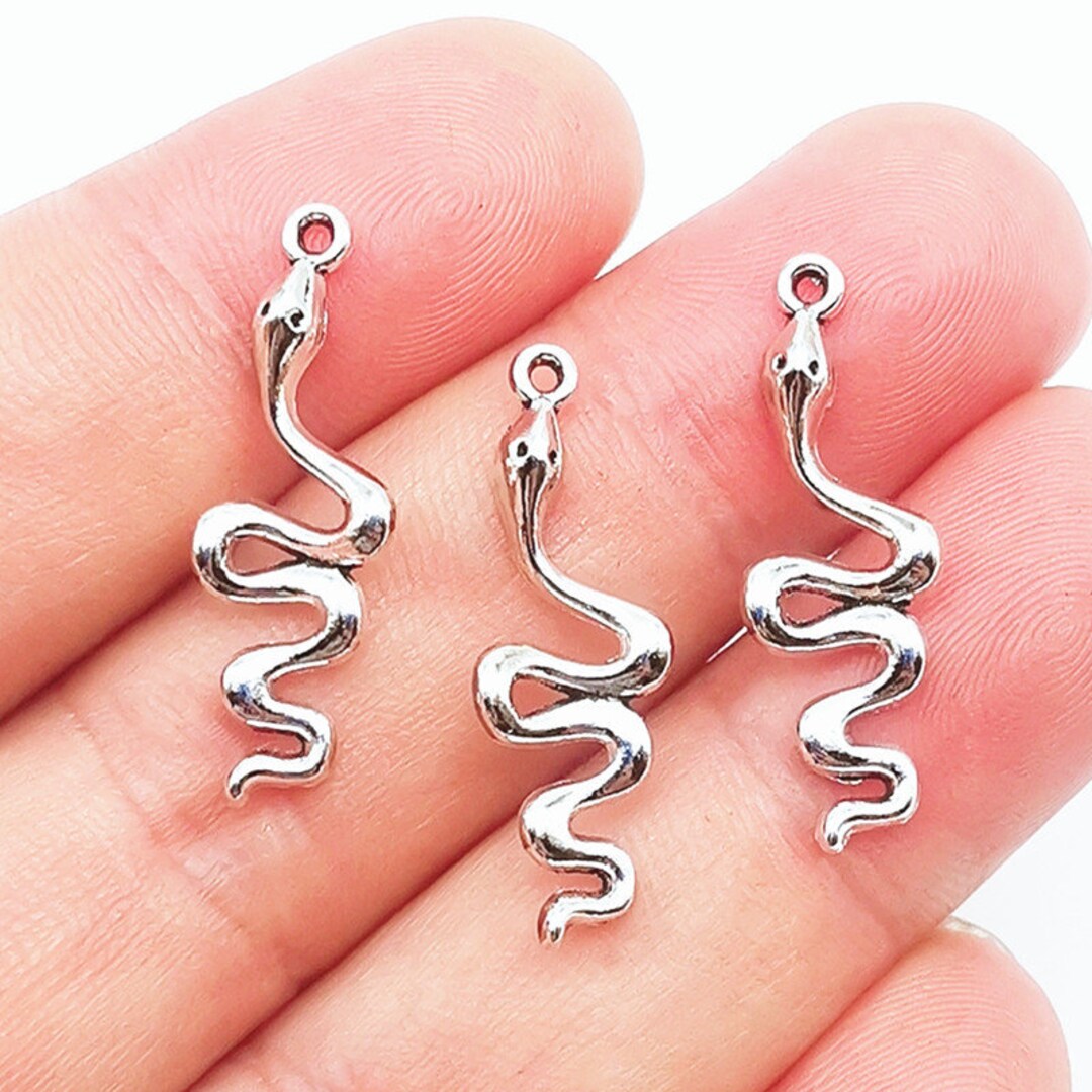 20 Pieces of Silver Snake Serpent Alloy Pendant Charms for Jewelry ...