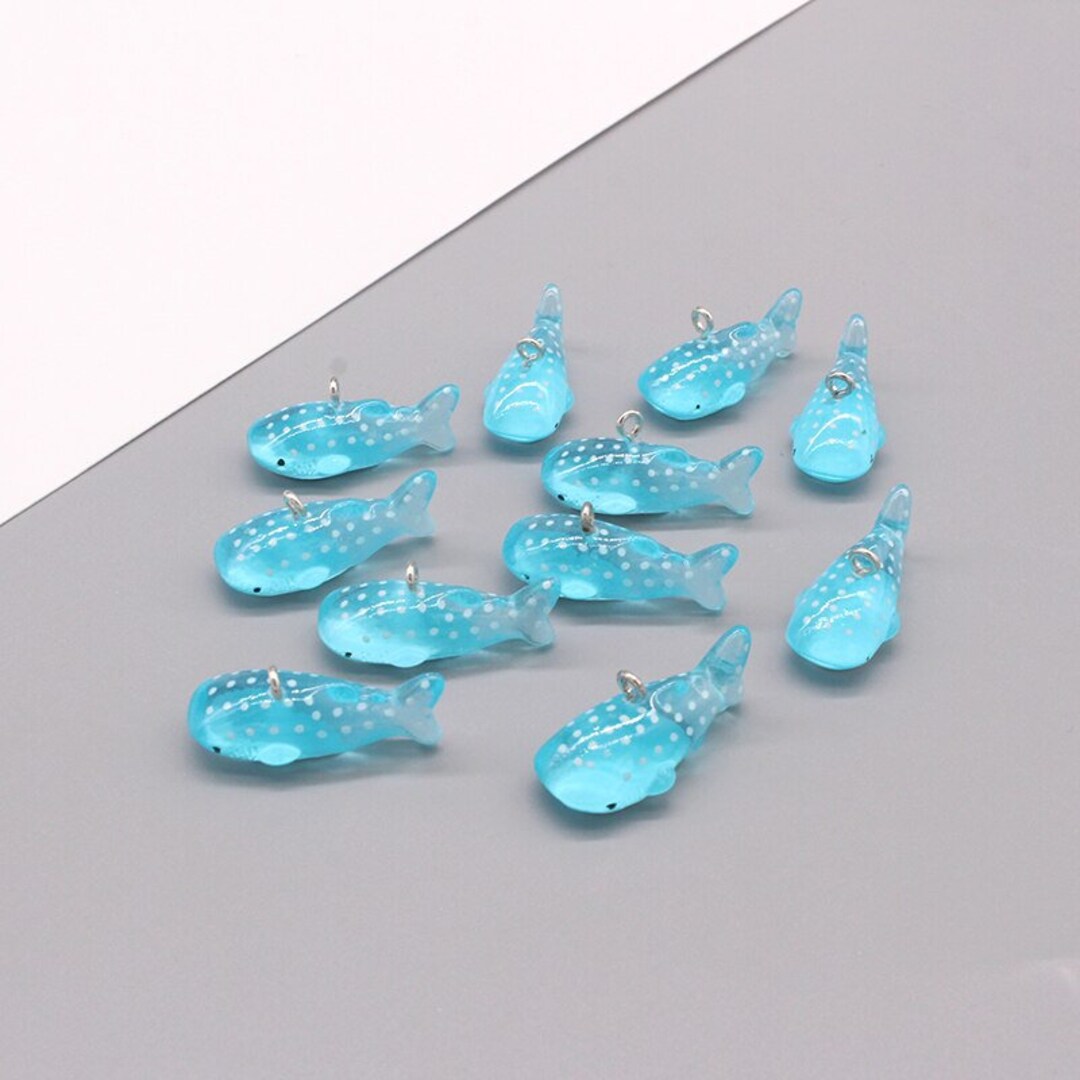 10 Pieces of Cute Whale Shark Fish Animal Resin Charms for Jewelry ...