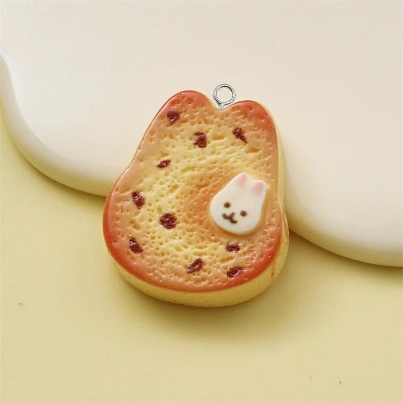10 Pcs of Kawaii Toast Charms for Jewelry Making, Cute Animal Bread ...