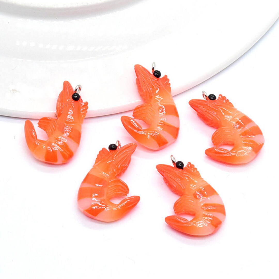 10 Pieces of Shrimp Resin Charms for Jewelry Making - Etsy