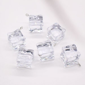 10 Pieces of Ice Cube Transparent Square Resin Charms for Jewelry ...