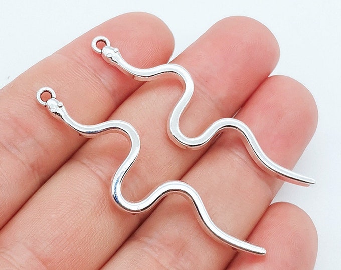 15pcs Snake Charms Silver Tone Snake Charm Pendants 11x33mm - Etsy